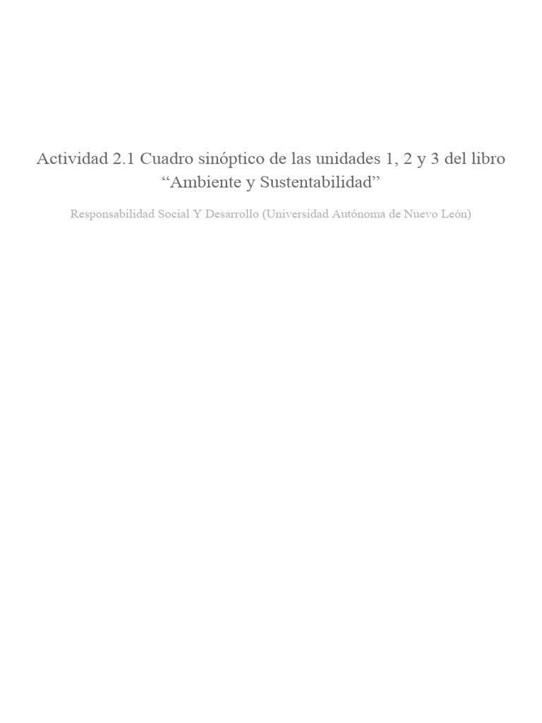Actividad 21 Cuadro Sinoptico de Las Unidades 1 2 y 3 Del Libro Ambiente y Sustentabilidad ...