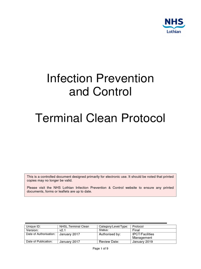 NHS Terminal Clean Protocol Guide | PDF | Health Care | Medicine