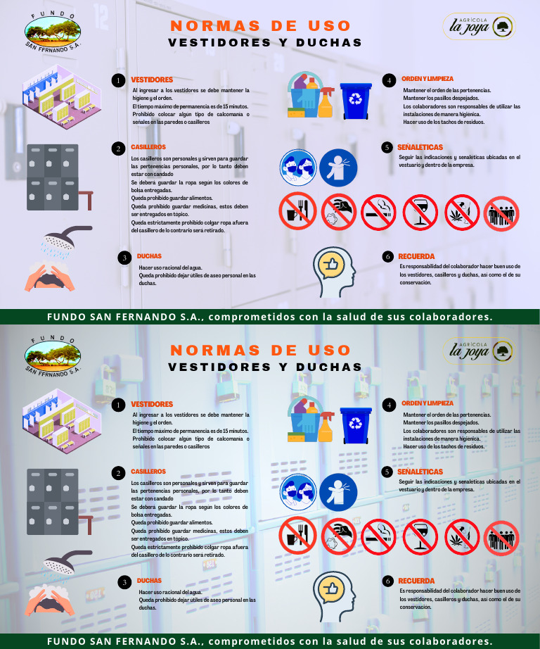 VESTIDORES Y DUCHAS - normas de uso | Descargar gratis PDF | Higiene | Salud pública