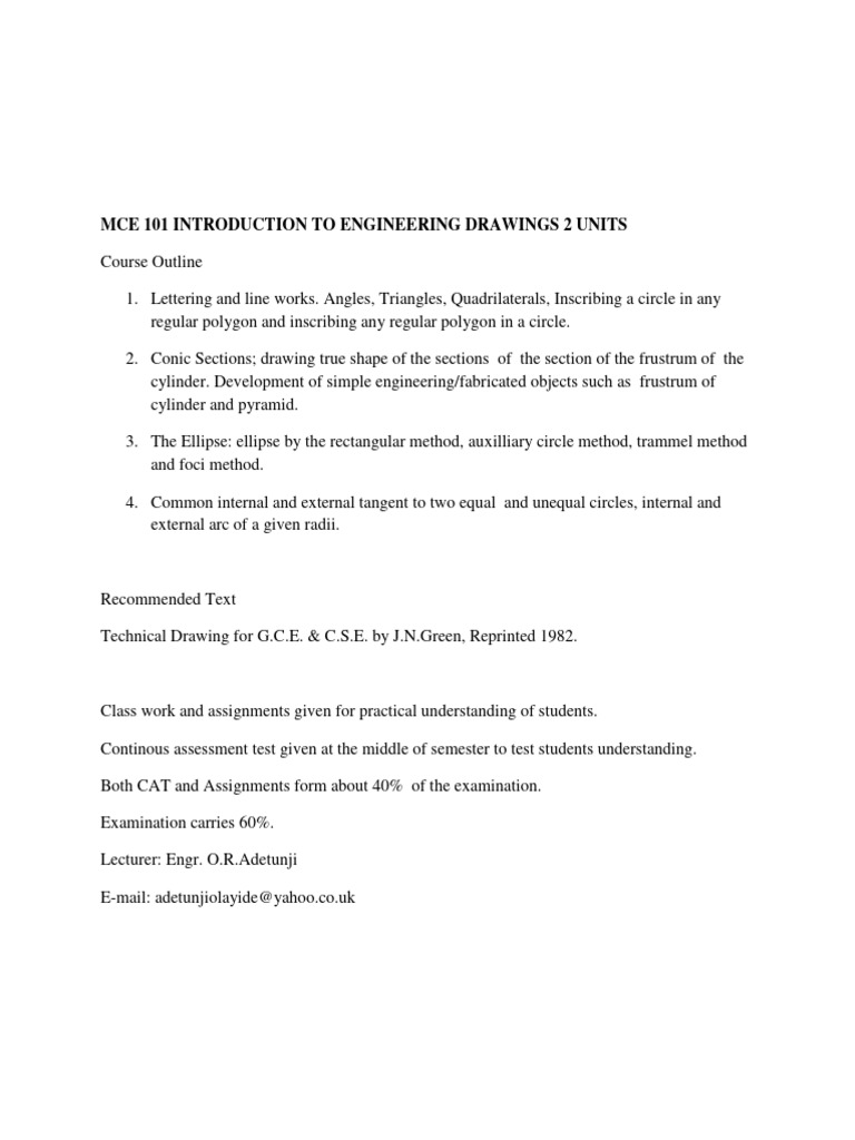 470 - Mce 101 Introduction To Engineering Drawings | PDF | Triangle ...