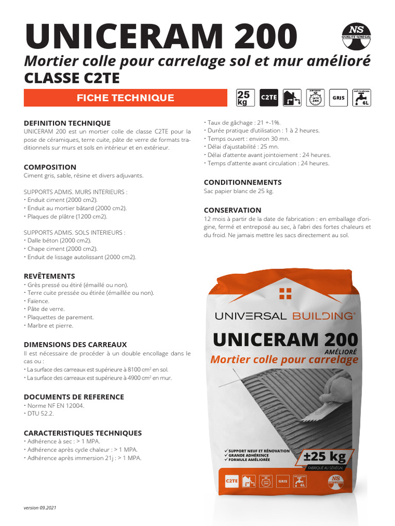 Mortier Colle Pro pour Carrelage | PDF | Mortier (matériau) | Ciment