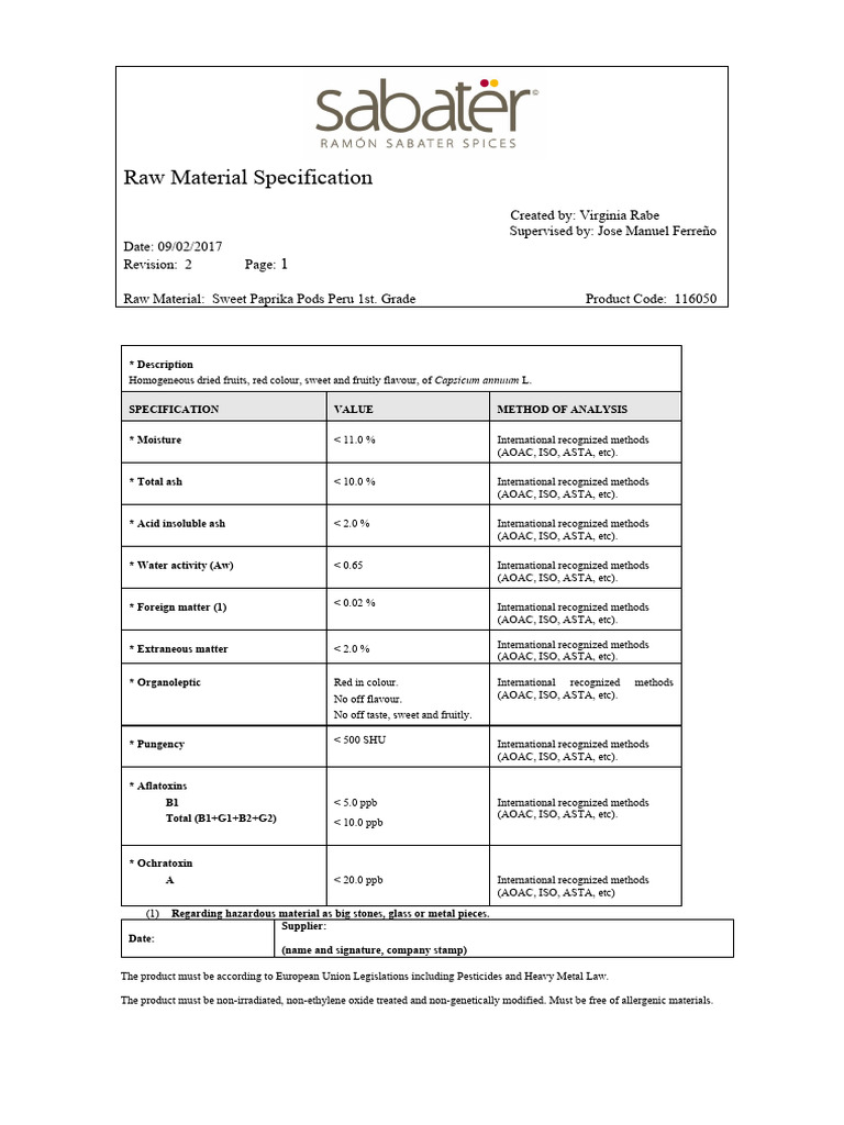 Paprika Pods Peru 1st Grade Rev. 2 | PDF | Vegan Cuisine | Edible Plants