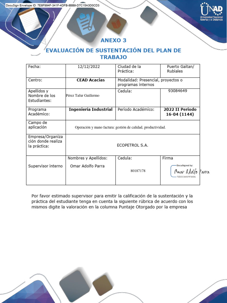 ANEXO 7 - FORMATO EVALUACIÓN.docx | Descargar gratis PDF | Business