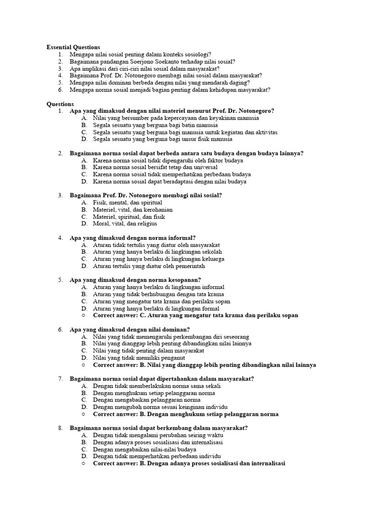 Nilai Dan Norma Sosial | PDF