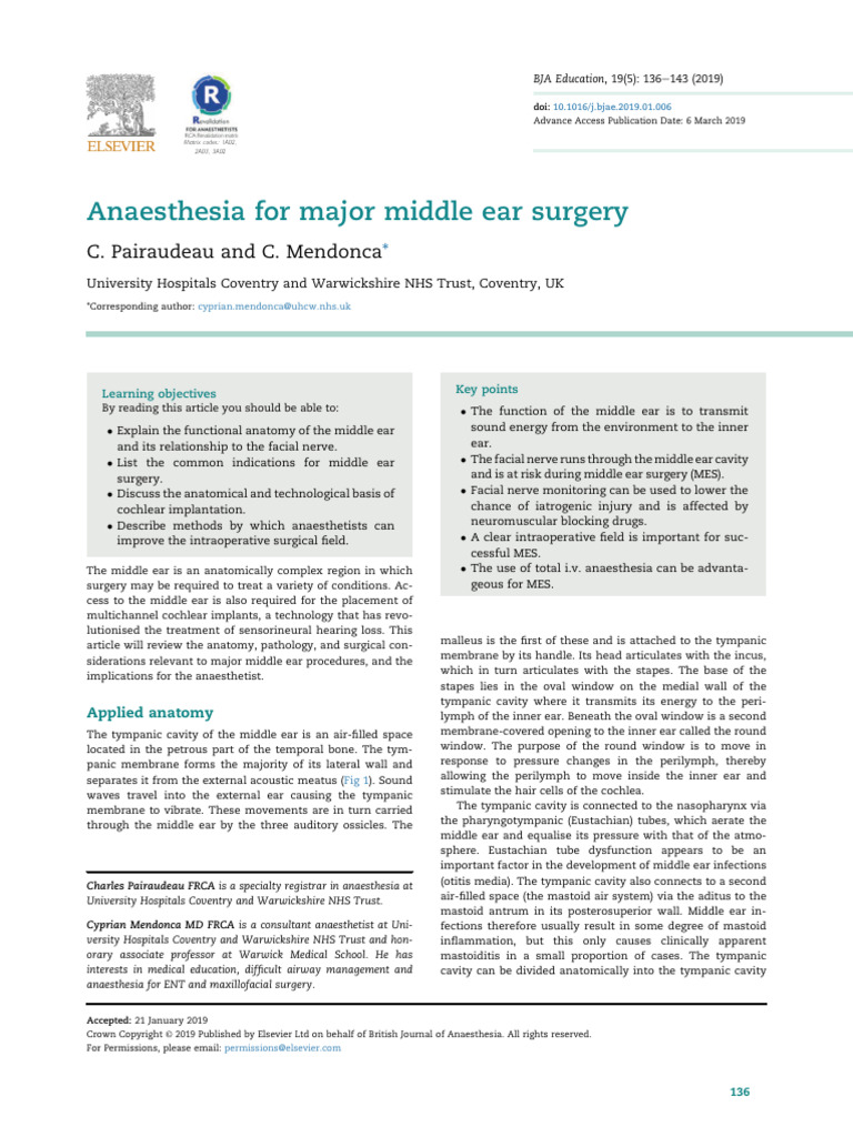 OIDO | PDF | Ear | Anesthesia