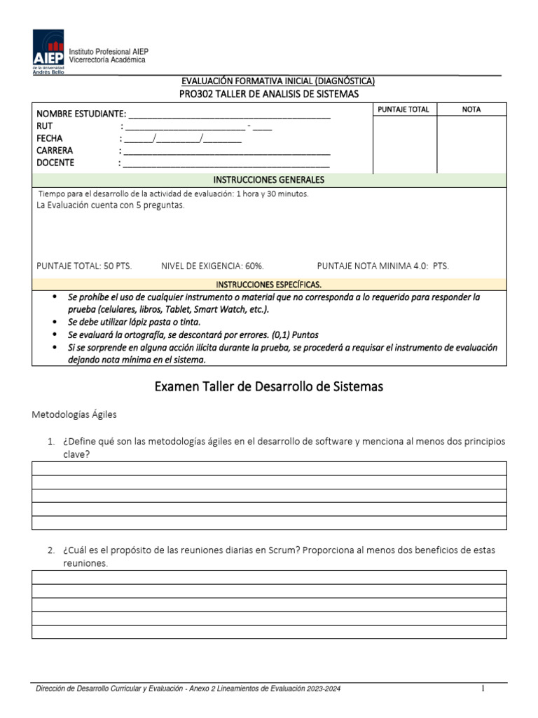 Examen Primera | PDF | Evaluación | Software