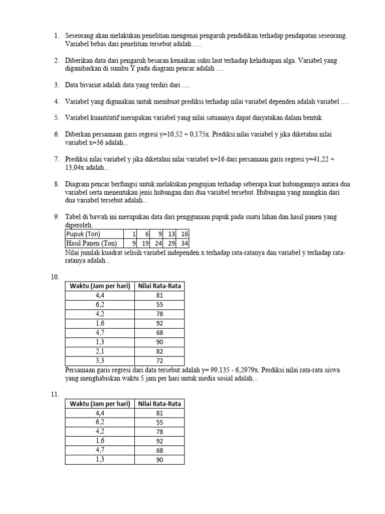 Latihan Soal Asts Mat Kls Xi 2024 | PDF | Metode & Bahan Ajar