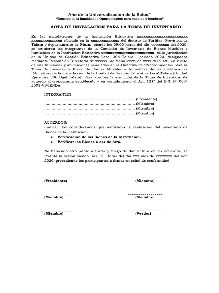 modelo de actas inicio y termino DJ | PDF | Gobierno