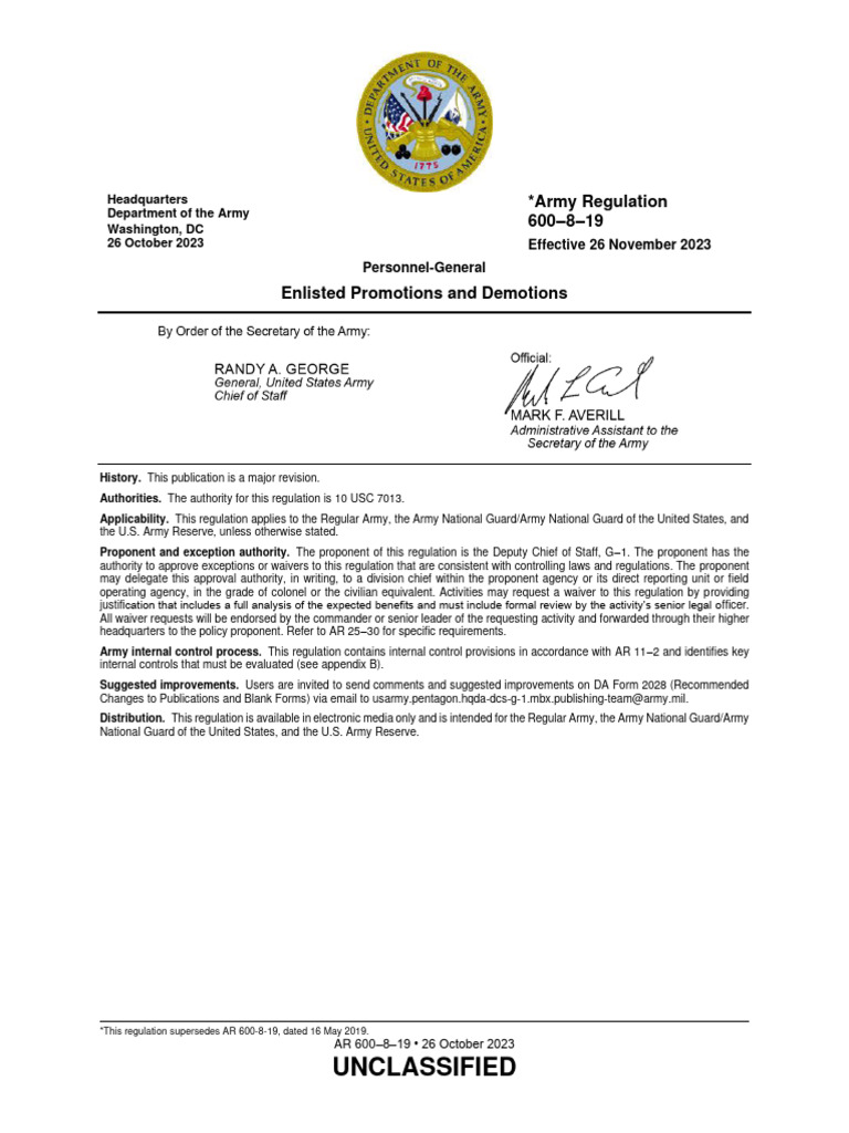 AR 600-8-19: Enlisted Promotions Update | PDF | Non Commissioned ...