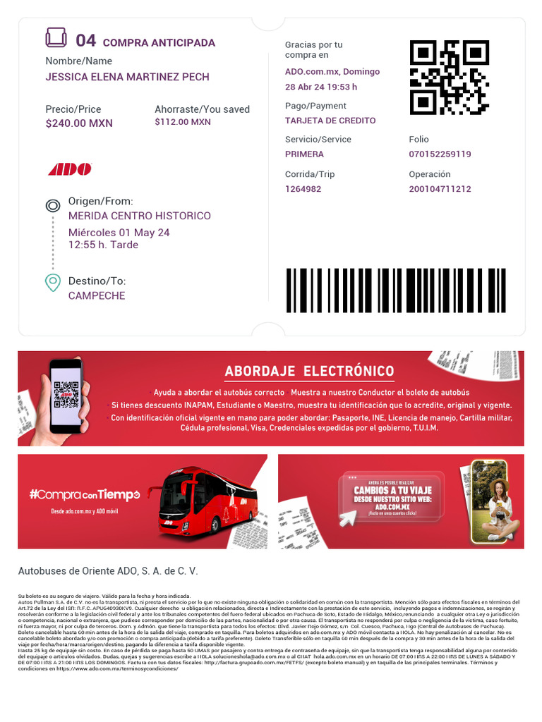 Tu Boleto ADO | PDF