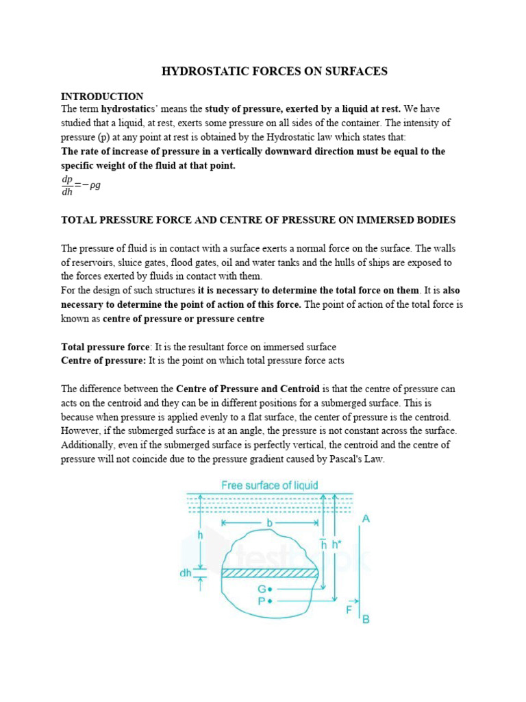 Fluid Mechanics-Hydrostatic Forces | Download Free PDF | Pressure | Mechanics