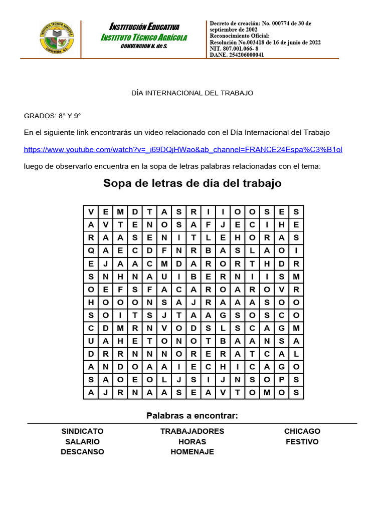 Actividades para el Día del Trabajo | PDF | Labor | Relaciones laborales