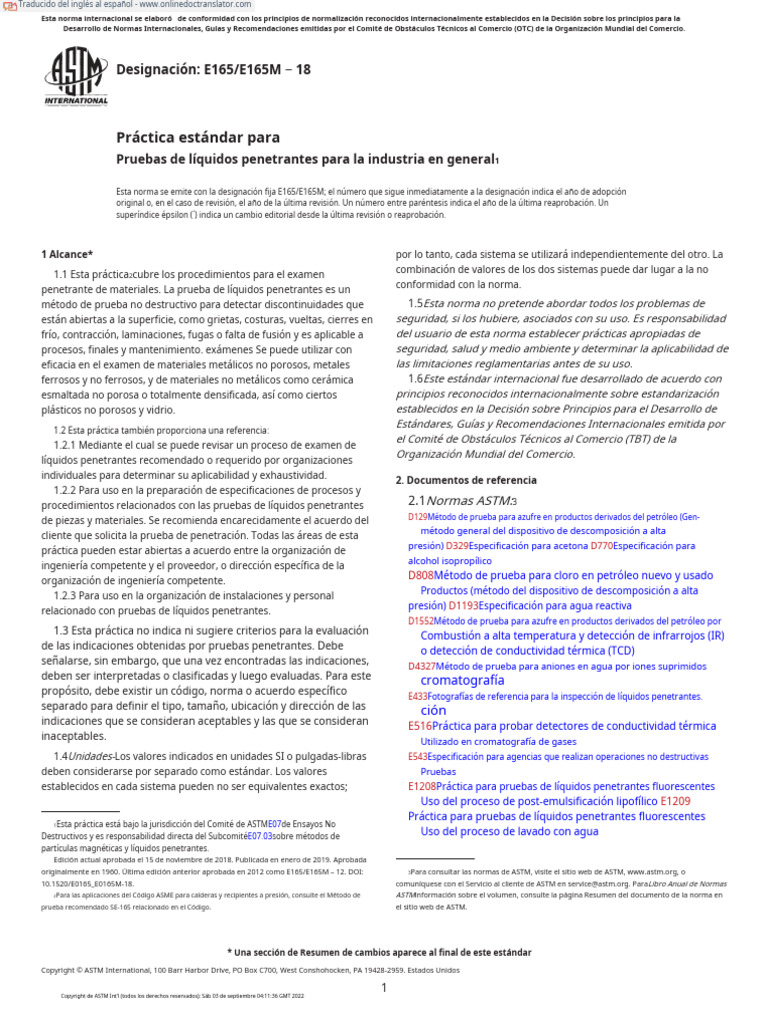 Astm E165 18 Liquidos Penetrantes Pdf Soldadura Construcción