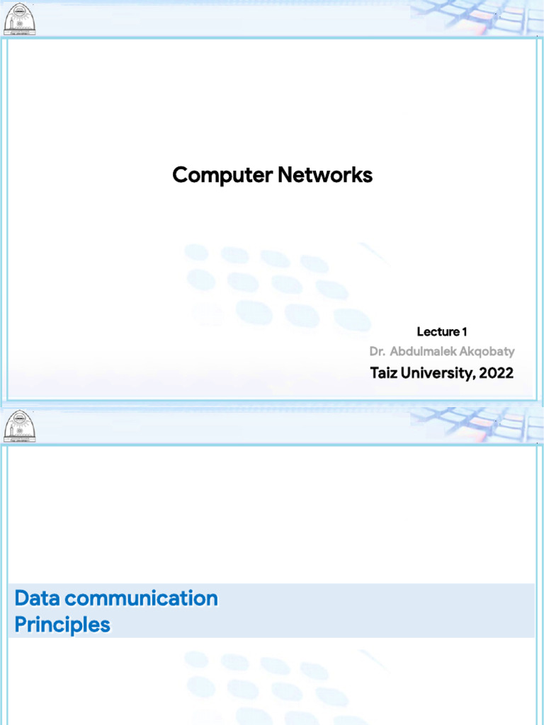 Computer Networks Computer Networks: Taiz University, 2022 Taiz University, 2022 | PDF | Duplex ...