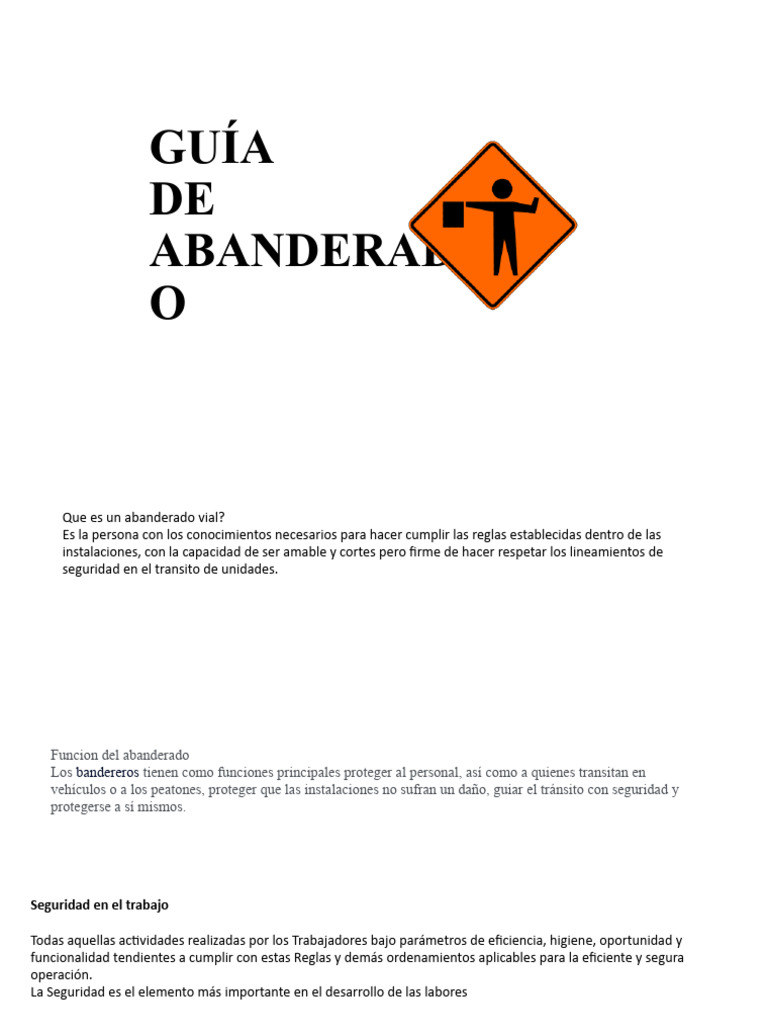 Funciones y Seguridad del Banderero Vial | PDF | Peatonal