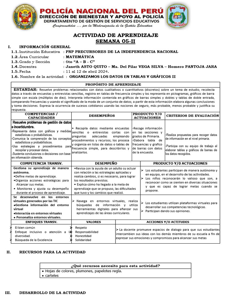Semana-05-Ii-Mate-Organizamos Datos-Tablas-Gráficos-Ii | PDF | Aprendizaje | Metodología de encuesta