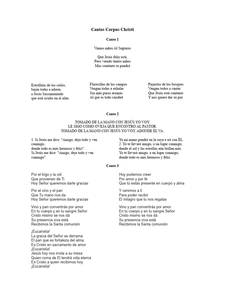 Cantos Corpus Christi Cantos Niños | PDF | eucaristía | Cristo (título)