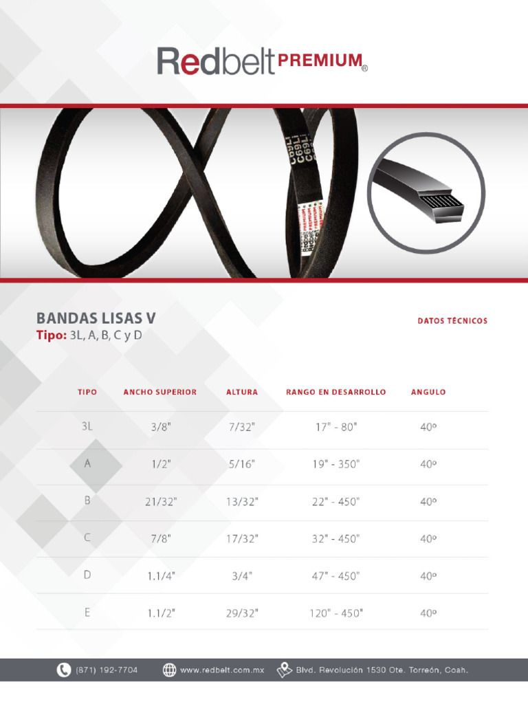 Dimensiones Bandas V-banda-lisa | PDF