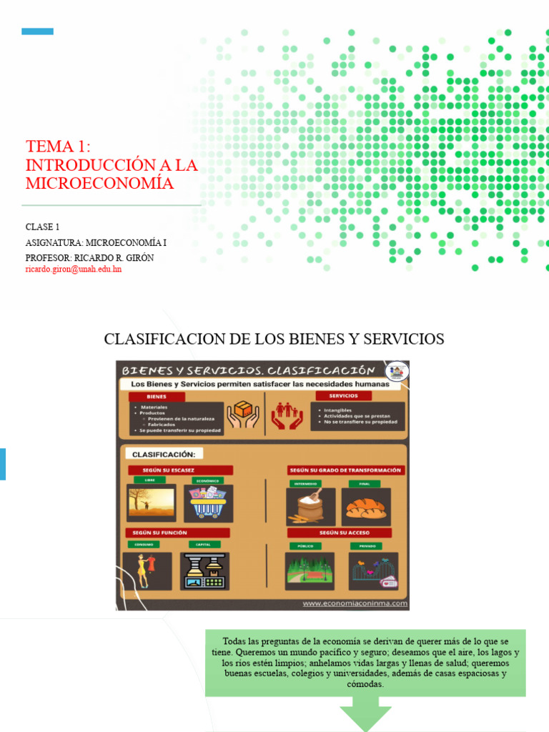 Presentación Tema 1 Introducción A La Microeconomía | PDF | Ciencias económicas | Costo de ...