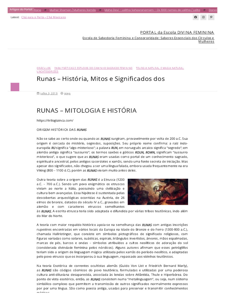 Runas - História, Mitos e Significados Dos Símbolos - Portal Divina Feminina - SABERES ...