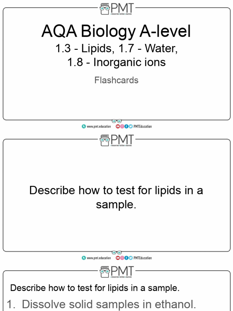Flashcards - Topic 1.3 Lipids + 1.7 Water + 1.8 Inorganic Ions - AQA ... Flashcards - Topic 1.3 Lipids + 1.7 Water + 1.8 Inorganic Ions - AQA ...