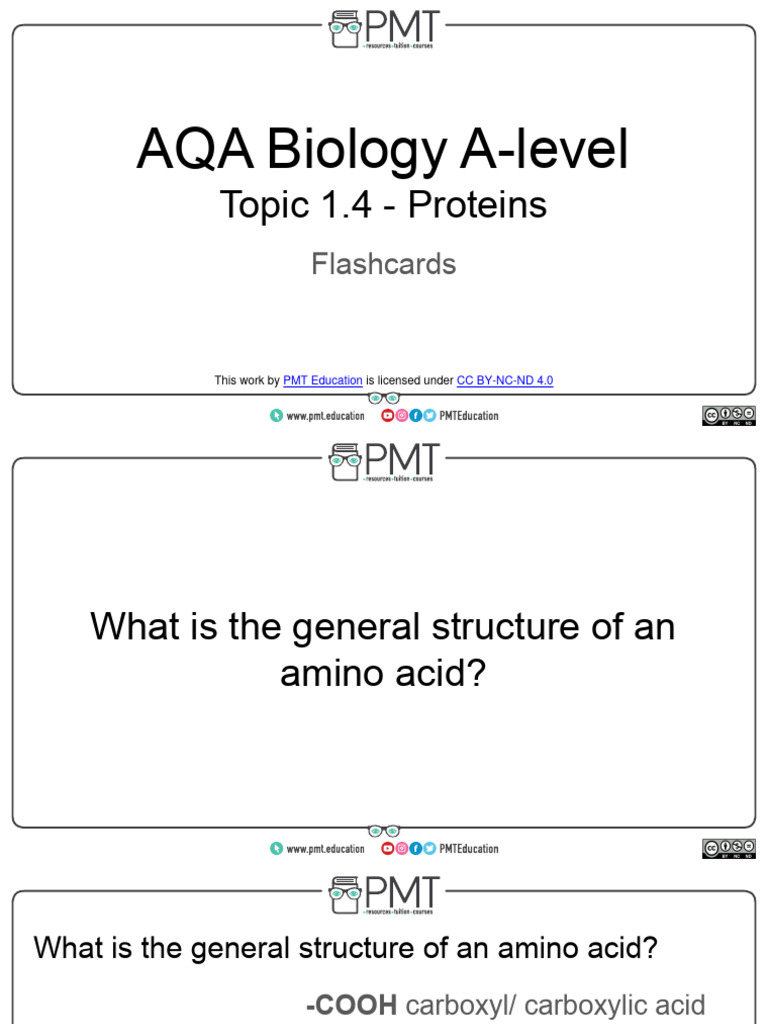 Flashcards - Topic 1.4 Proteins - AQA Biology A-Level | PDF | Active ...