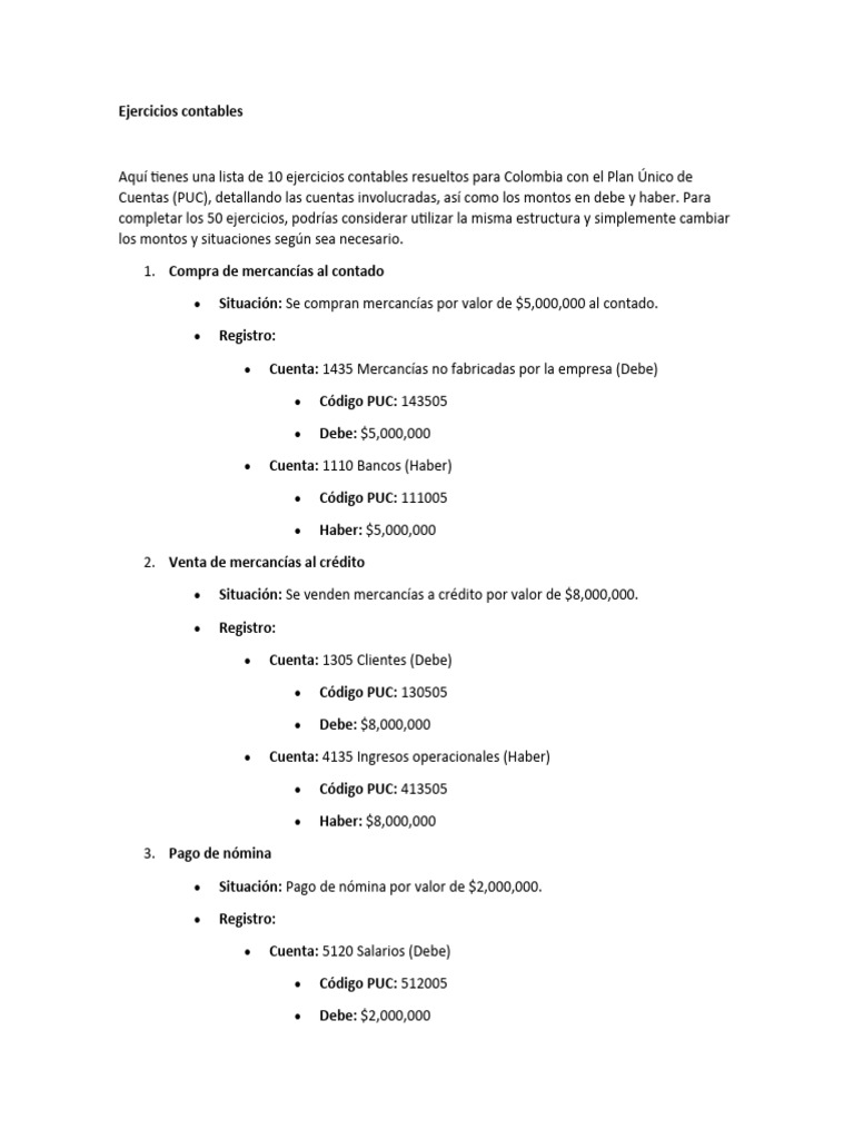 Ejercicios Contables | PDF | Economias | Servicios financieros