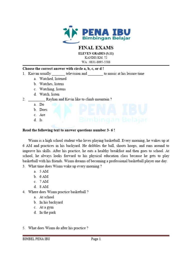 Final Exams Smt 2 Pdf Formaldehyde Grocery Store