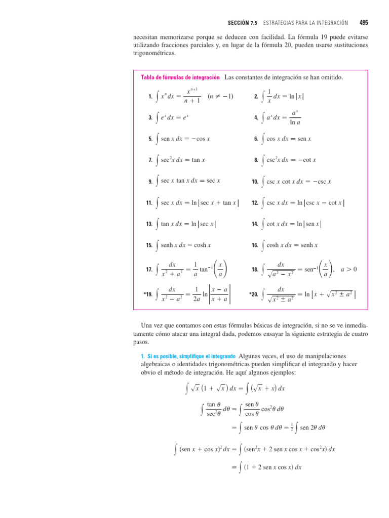 tabla de integrales | PDF | Matemáticas