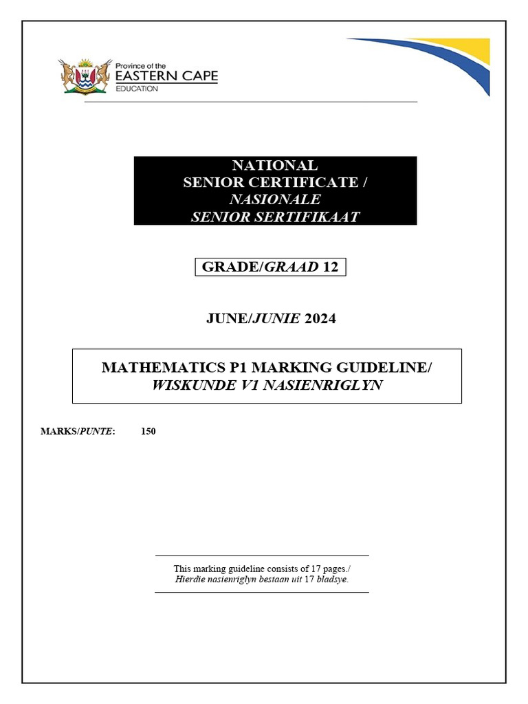 MATHS P1 GR12 MEMO JUNE 2024 - Afr+Engl | PDF | Differential Geometry ...