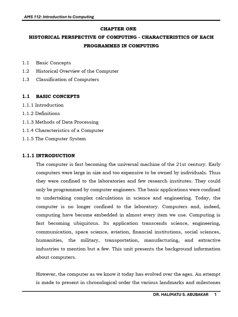 Historical Perspective Of Computing Ams112 Dr Halimatu Sa Original Pdf Central 