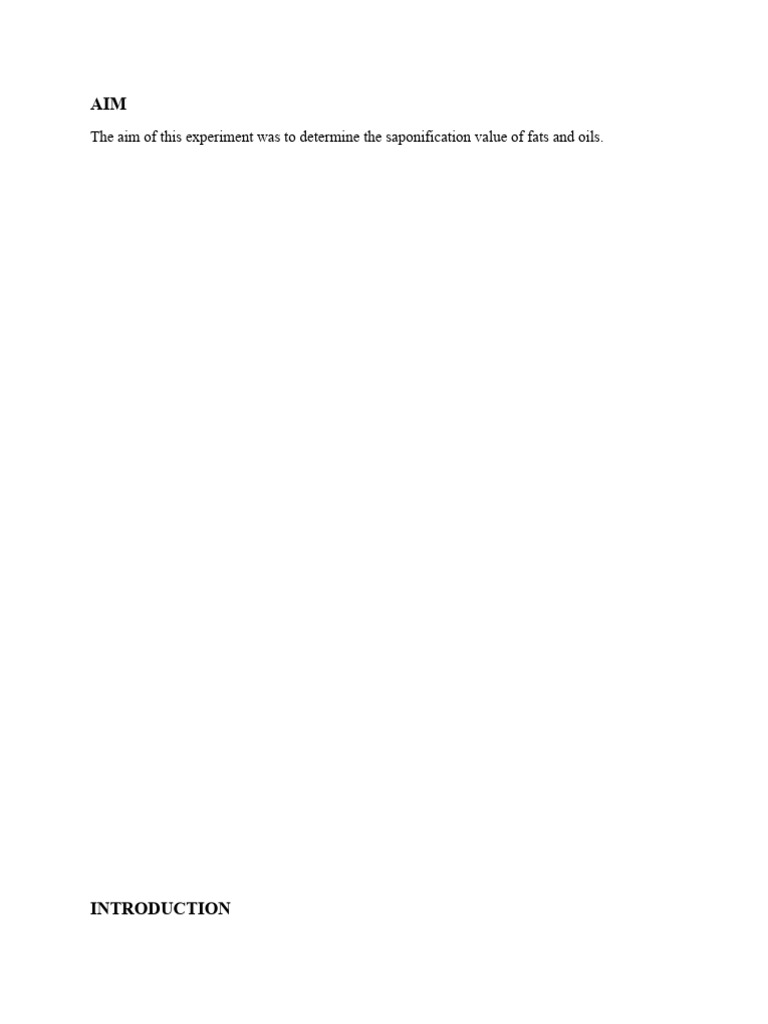 Saponification value experience | PDF | Titration | Chemistry