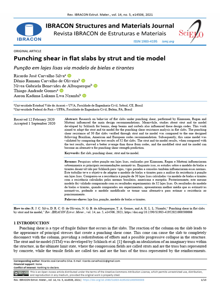 Punching Shear in Flat Slabs by Strut and Tie Model | PDF | Bending ...
