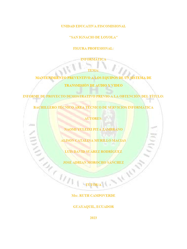 Mantenimiento preventivo de equipos de audio y video - Proyecto de grado 2023-2024(1) (2) (2) (1 ...