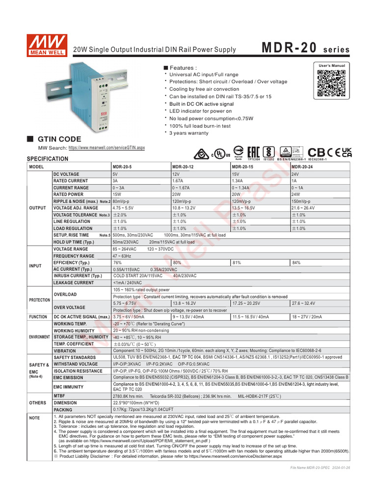 MDR-20-spec | PDF | Electricity | Electrical Circuits