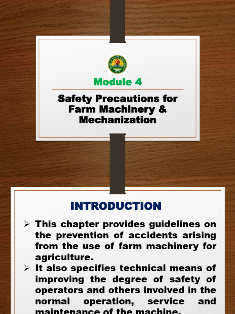 Module 4 (1) - Safety Precautions For Farm Machinery - Mechanization ...