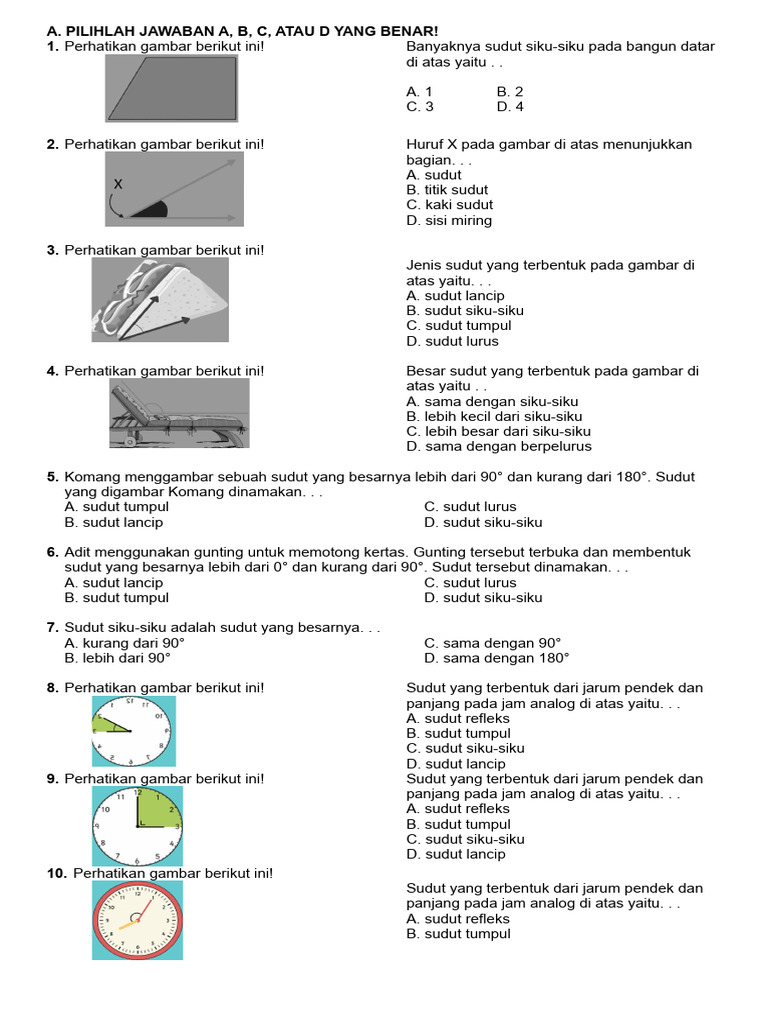 Soal UH MAT SUDUT | PDF