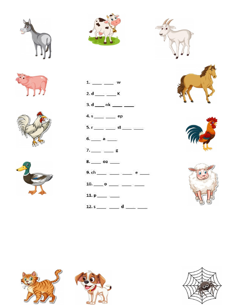 farm animals pictionary | PDF