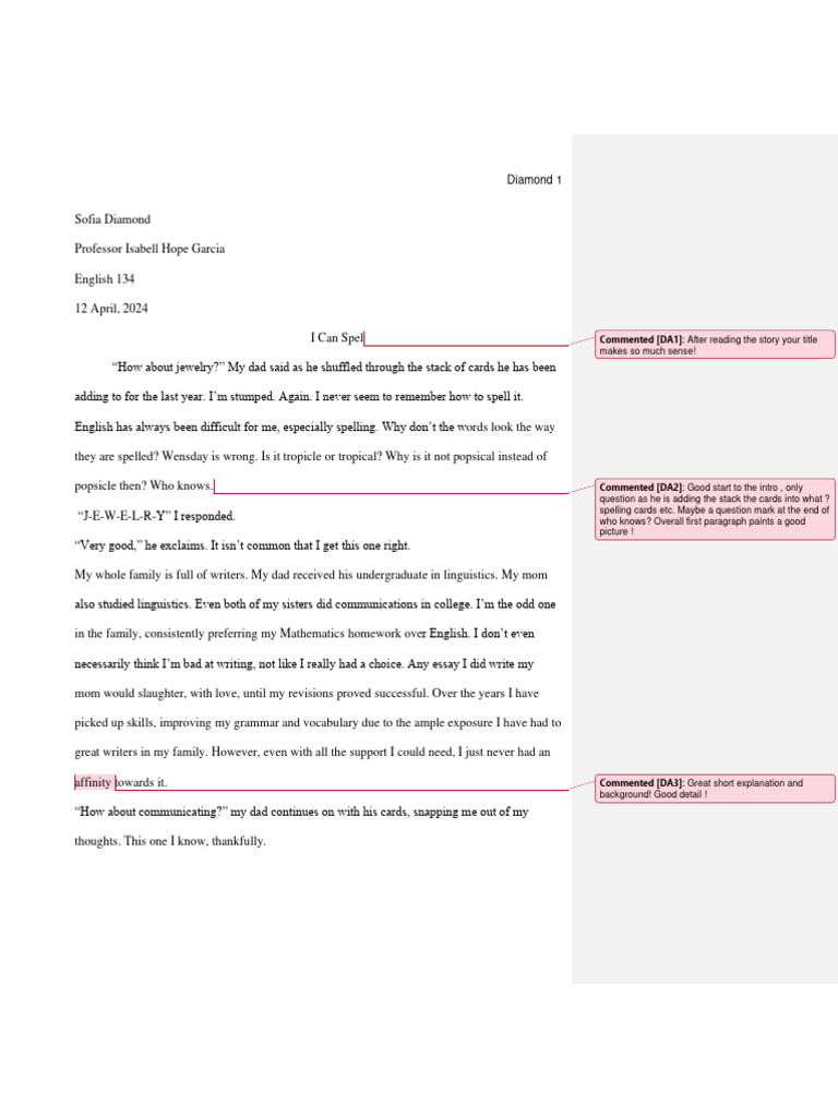 Diamond Narrative Portfolio | PDF | Linguistics | Human Communication