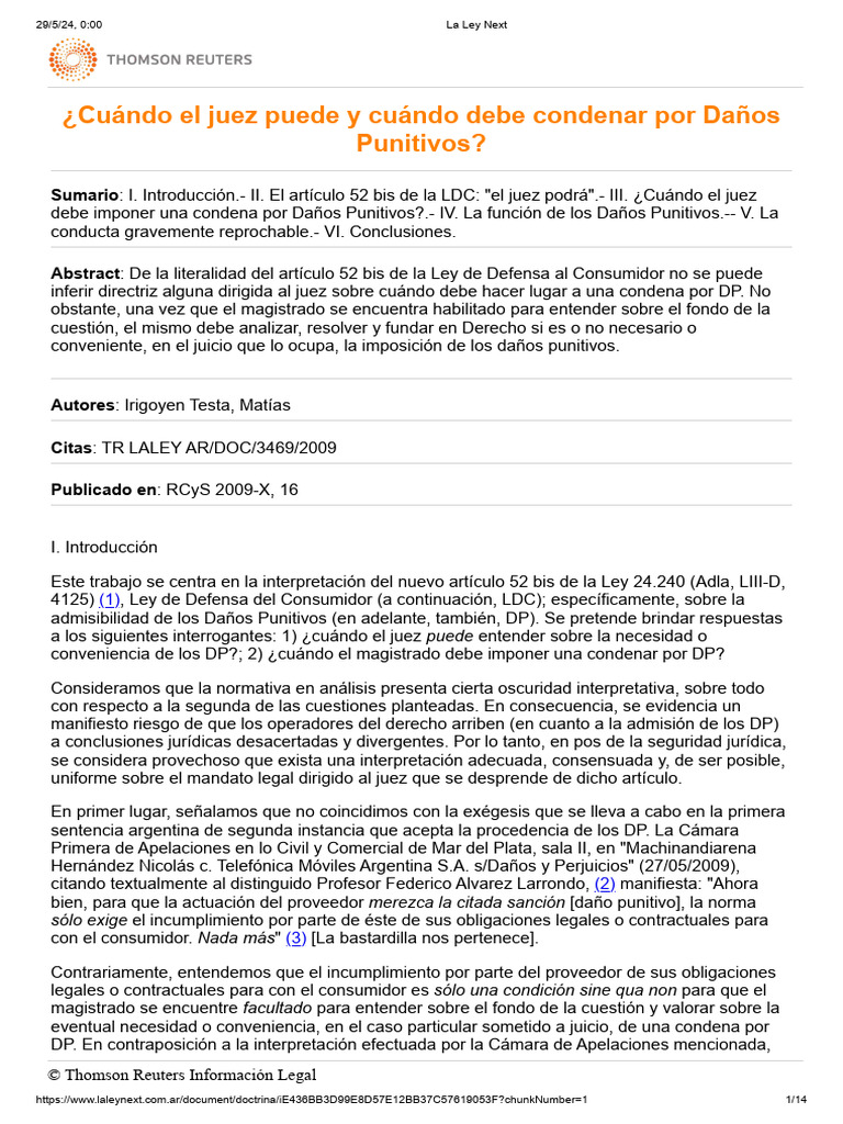 Cuando Un Juez Puede Aplicar Los Daños Punitivos, y Cuando Debe Aplicarlos | PDF | Caso de ley ...