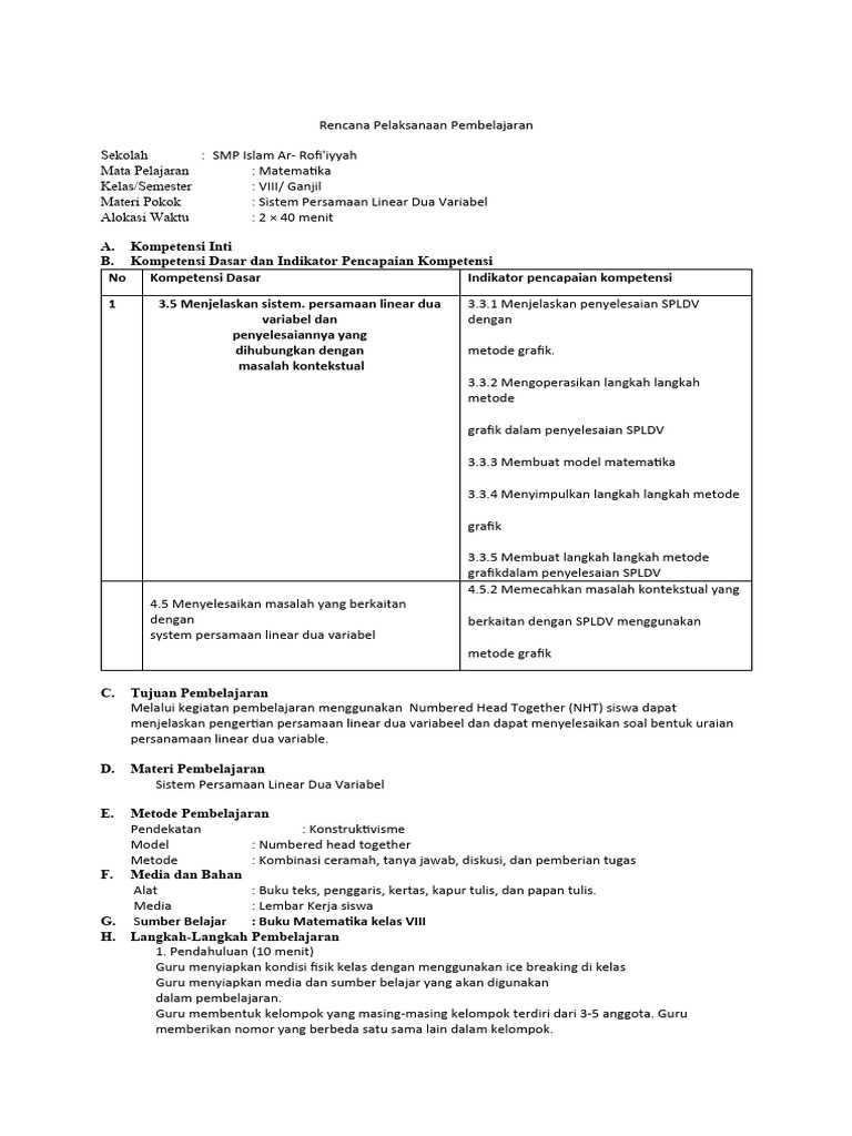 Contoh Format RPP | PDF | Metode & Bahan Ajar