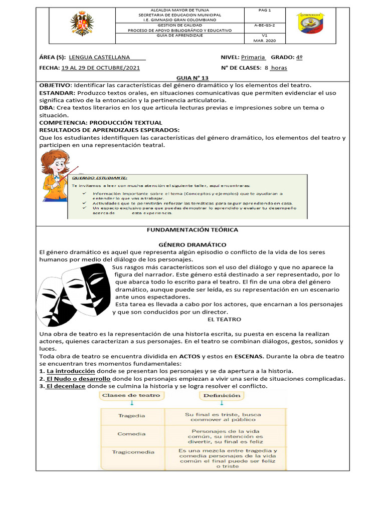 Guia N13 Lengua Castellana 4 | PDF | Teatro