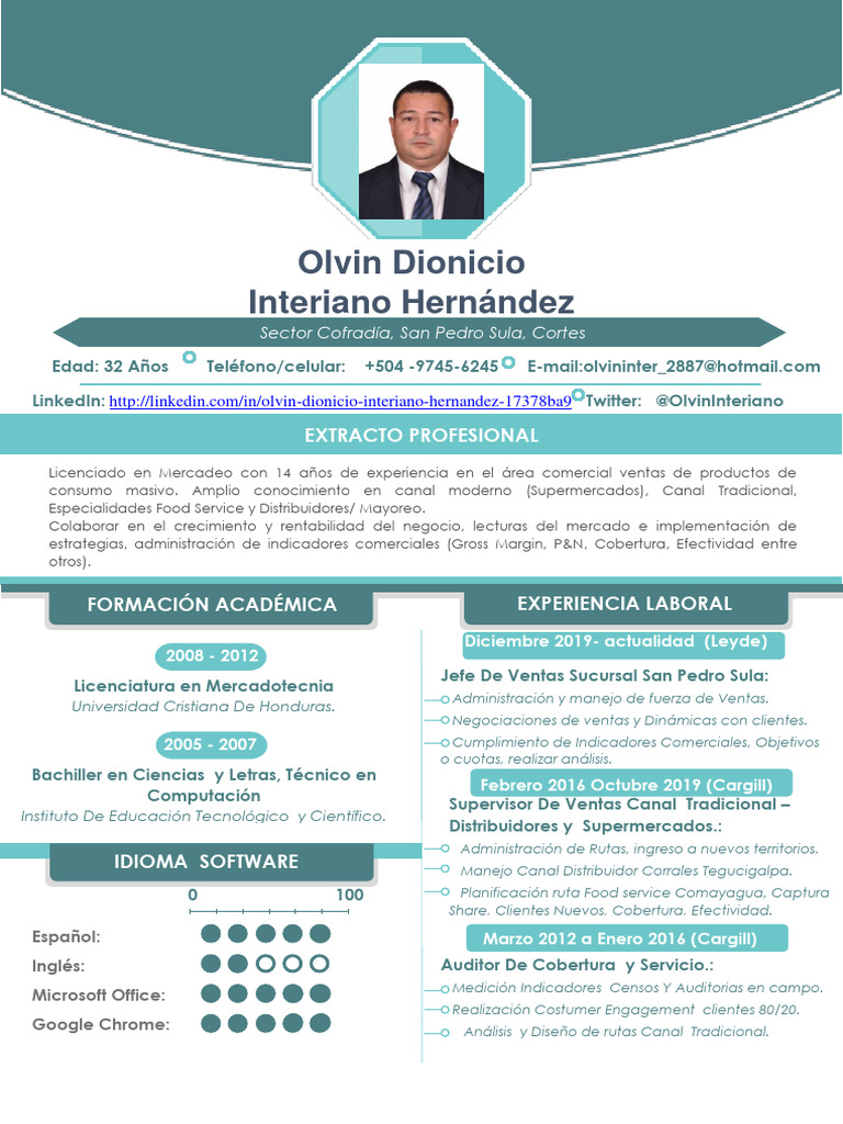 C.V Olvin Interiano 2023 | PDF | Marketing | Supermercado