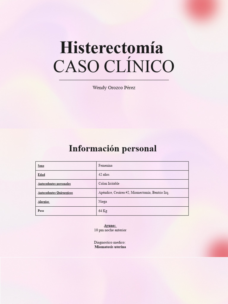 Acute Peritonitis Case Study by Slidesgo | PDF | Vagina | Cirugía