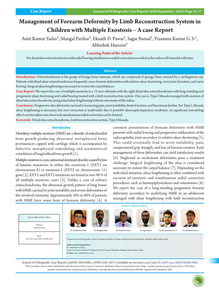 Management of Forearm Deformity by Limb Reconstruc | PDF | Benign Tumor ...