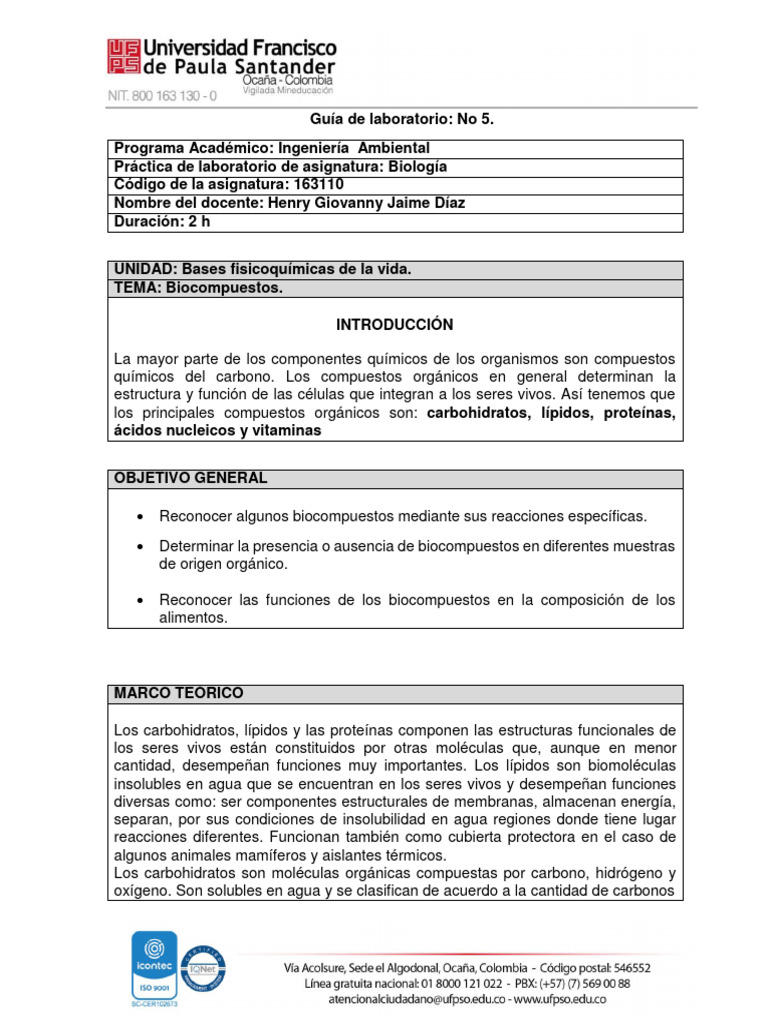 Guía de Biocompuestos en Lab | PDF | Salud y bienestar | Ciencia y ...
