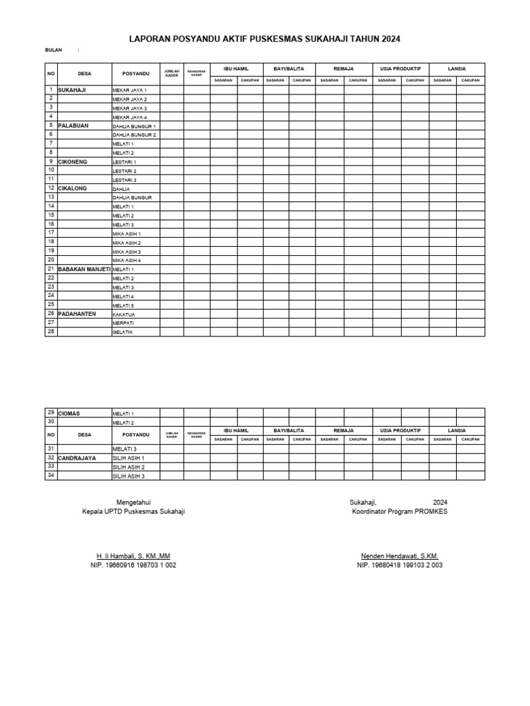 Laporan Posyandu Aktif | PDF