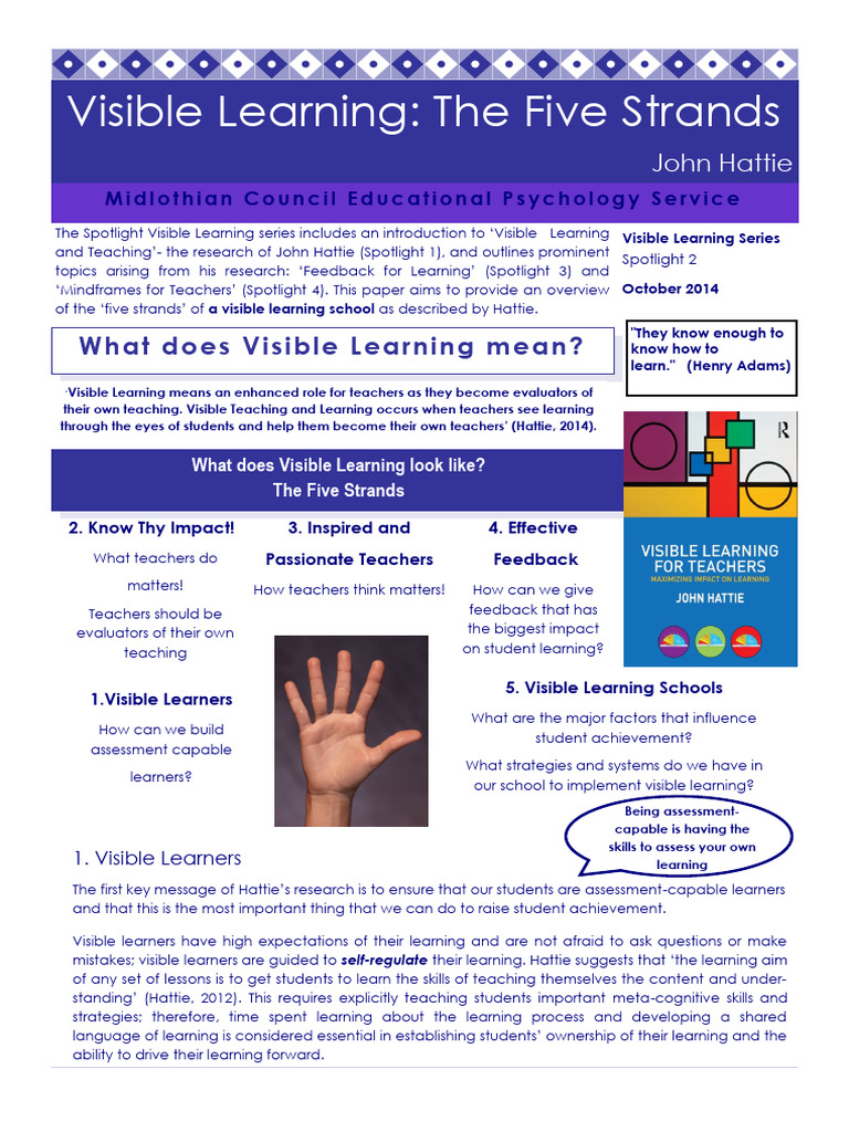 Visible Learning The Five Strands | PDF | Learning | Teachers