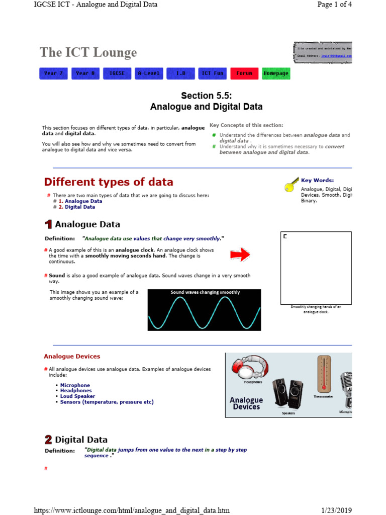 Analog and Digital Data | PDF | Analog To Digital Converter | Digital To Analog Converter