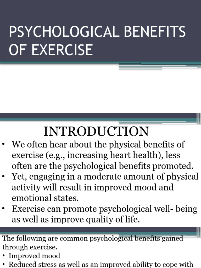 Psychological Benefits of Exercise | PDF | Major Depressive Disorder ...